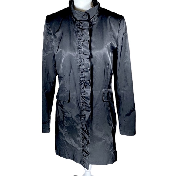 Dkny | Jackets & Coats | Dkny Sabring Ruffle Walker Midi Trench Coat ...